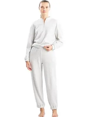 Natori Nova Cozy Brushed Knit Joggers - Gray
