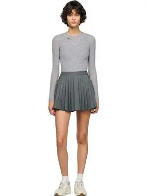 Sandro Wool Layered Effect Sweater - Black / White / Pink / Gray