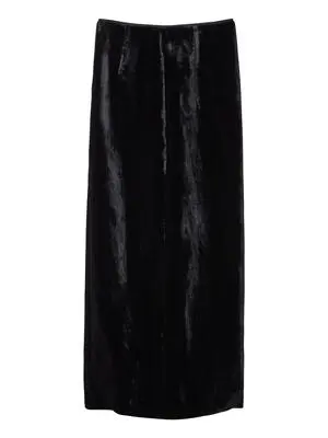 HOUSE OF DAGMAR Velvet Maxi Pencil Skirt - Black
