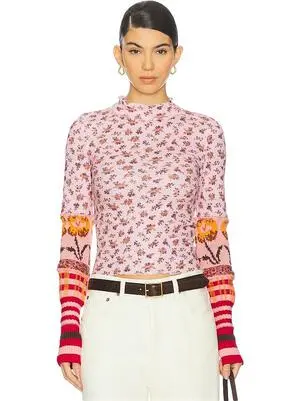 Free People We The Free Bold Bowery Cuff Top - Cherry Blossom Combo