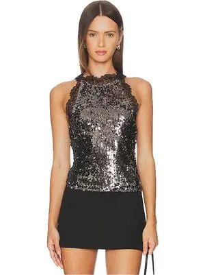 Free People Sequin Embellished Cami - Gunmetal Combo