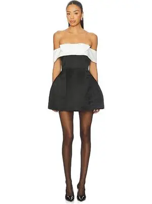 ELLIATT Sorrel Off Shoulder Mini Dress - Black & White