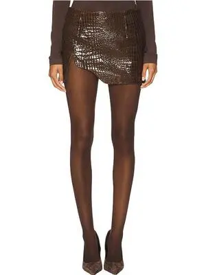 MOTHER OF ALL Ivy Leather Mini Skirt - Brown Croro