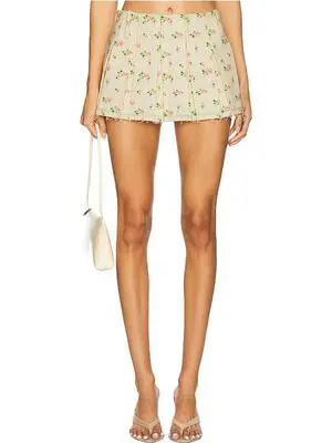 YUHAN WANG Pleated Floral Mini Skirt - Rose Print