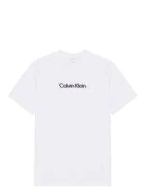 Calvin Klein Glitched Logo Tee In White - Brilliant White