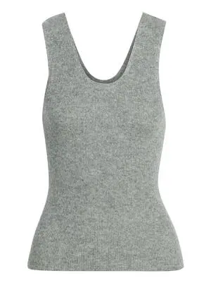 THE ELDER STATESMAN Delicash Ribbed Tank - Light Gray