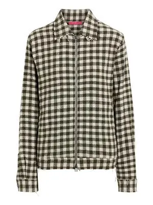 THE ELDER STATESMAN Decon Gingham Cashmere Jacket - Army Green