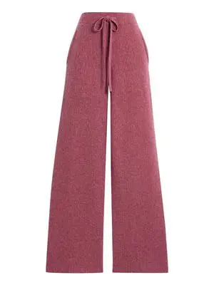 THE ELDER STATESMAN Ribbed Cashmere Track Pants - Antique Rose