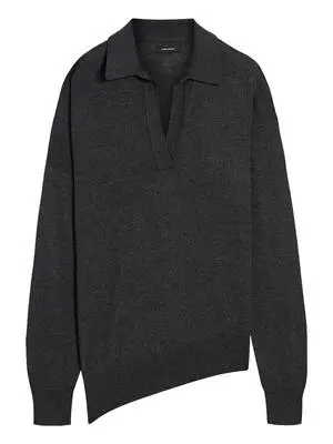 Isabel Marant Giliane Asymmetric Knitted Polo Sweater - Anthracite