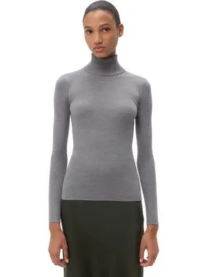 TWP Knit Merino Wool Turtleneck - Medium Heather Grey