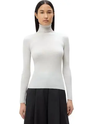 TWP Knit Turtleneck In Merino Wool - White Heather Grey