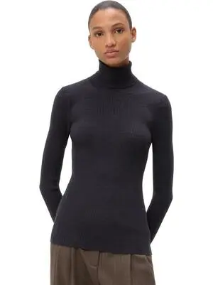 TWP Knit Merino Wool Turtleneck - Dark Charcoal