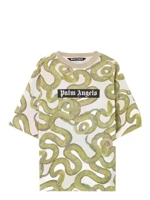 Palm Angels Snake-pattern Logo T-shirt - Neutrals