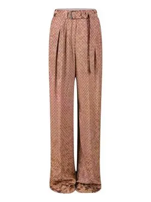 Dries Van Noten Belted Jacquard Trousers - Orange