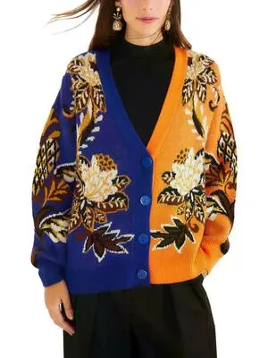 Farm Rio Floral Button Cardigan - Blue