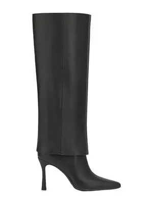 POTAMY Leather Knee-high Stiletto Boots - Black