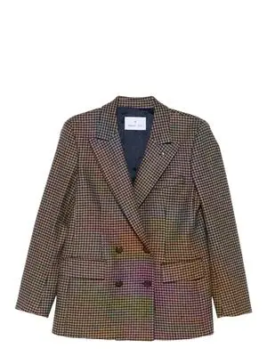 MANUEL RITZ Houndstooth Double-breasted Blazer - Brown
