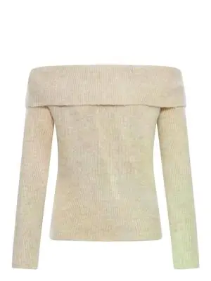Rick Owens Ls Cowl Ribbed Sweater - Neutrals