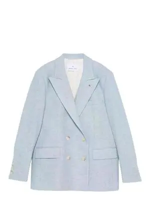 MANUEL RITZ Chevron Double-breasted Blazer - Blue