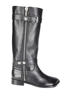 NICCOLO PASQUALETTI Obliqua Zip Buckle Boots - Black
