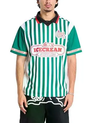 ICECREAM Striped Football Polo Shirt - Green