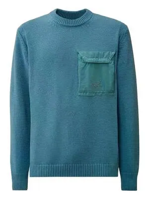 C.P. COMPANY Logo-embroidered Flap-pocket Sweater - Blue