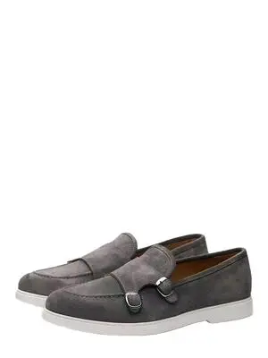 POCHE PARIS Buckle Strap Monk Shoes - Grey