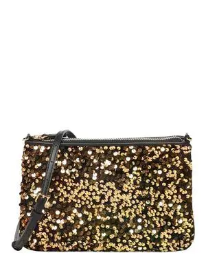 COCCINELLE Sequin-embellished Cross Body Bag - Gold