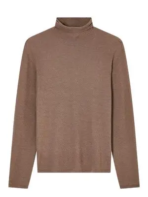 Giorgio Armani Virgin Wool, Silk, And Cashmere Mock-neck Jumper - Beige