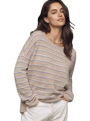 Maeve Relaxed Cashmere Sweater Neutral Pattern