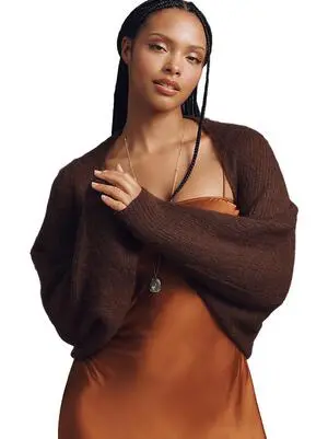 ELOQUII Shrug Sweater Brown