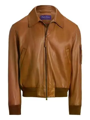 Ralph Lauren Leather Bomber Jacket - Brown