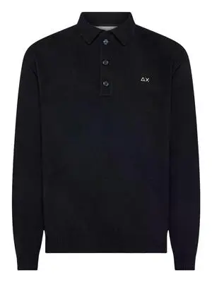 SUN 68 Button Long-sleeve Polo Shirt Blue
