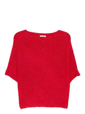 TALKING WALLS Short-sleeve Knitted Top - Red