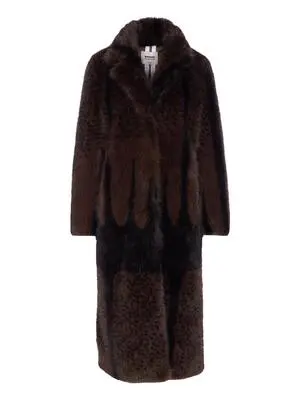 SWORD 6.6.44 Faux Fur Long Coat With Hood - Brown