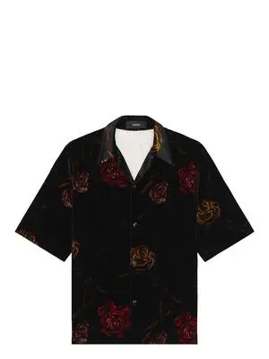 Amiri Floral Velvet Camp Shirt - Black