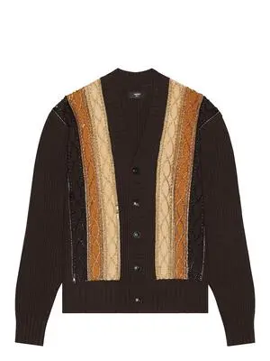 Amiri Embellished Striped Cardigan - Dark Brown