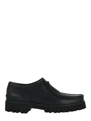 Clarks Wallabee Moccasin Shoe - Black Scotch Grain
