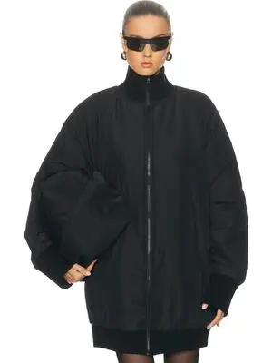 Norma Kamali Oversized Turtleneck Bomber Jacket - Black
