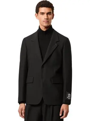 REISS Arley Monogram Relaxed Single-breasted Blazer - Black