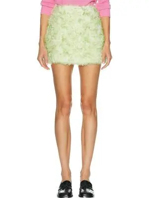 Sandy Liang Juicebox Faux Fur Skirt - Lime