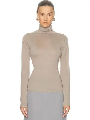 Renggli Cashmere Silk Fitted Turtleneck Sweater - Stone