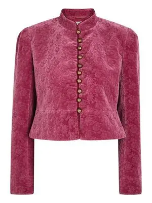 Chloé Embroidered Velvet Jacket - Dark Pink