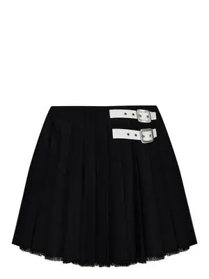 JIL SANDER Pleated Skirt With Buckled Straps - Black