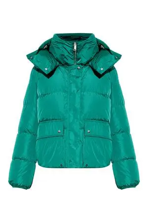 Add Down Puffer Jacket With Hood - Green