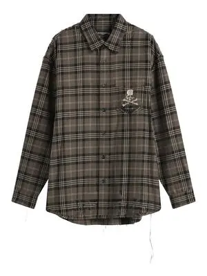 MASTERMIND WORLD Reversible Raw Edge Plaid Shirt - Gray Plaid