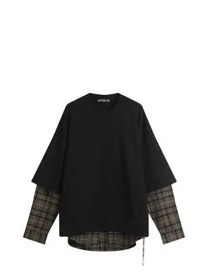 MASTERMIND WORLD Layered Sweatshirt - Black X Gray Plaid