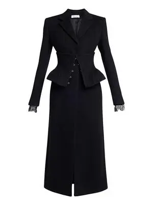 Alexander McQueen Long Corset Wool-cashmere Coat - Black