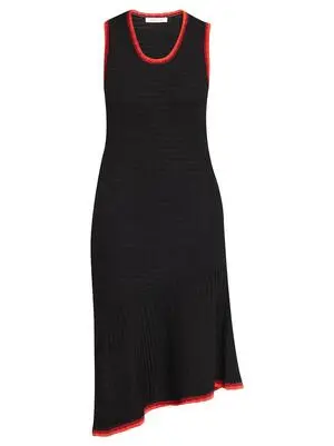 WALES BONNER Sun Asymmetric Knit Sleeveless Midi Dress - Black