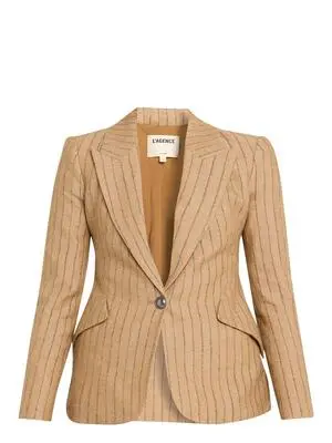 L'Agence Chamberlain Pinstriped Single-breasted Blazer - Tan Charcoal